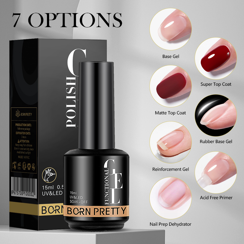 BORN PRETTY 2023 15ml Base Top Coat Reinforcement Gel Transparent Function Gel Series